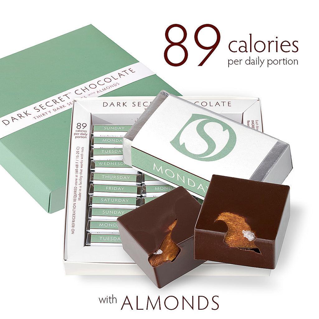 DARK SECRET® chocolate with Almonds - 30 Day Box – The Chocolatorium ...